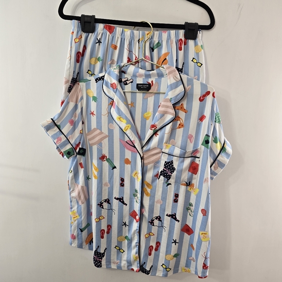 kate spade | Intimates & Sleepwear | Kate Spade Aqua Stripe Pajamas Pjs ...